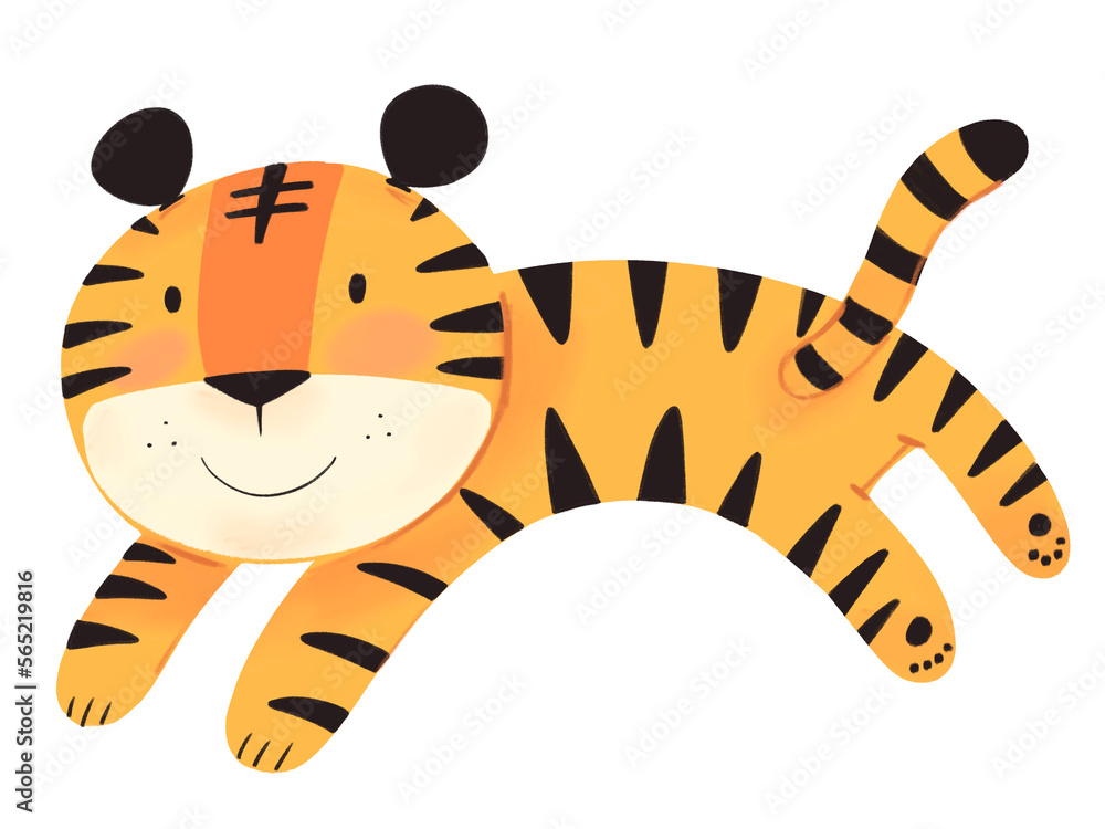 cute little tiger drawing with a bright demeanor and the smile of the ...