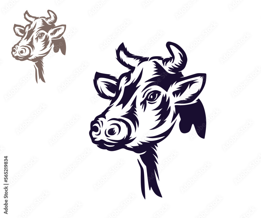 holstein head logo, silhouette of great dairy cattle vector ...