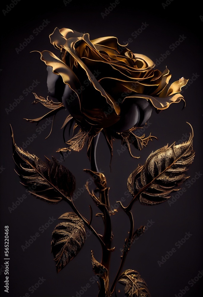 Elegant Black Rose with Golden Thorns - Cinematic Vantablack Beauty ...