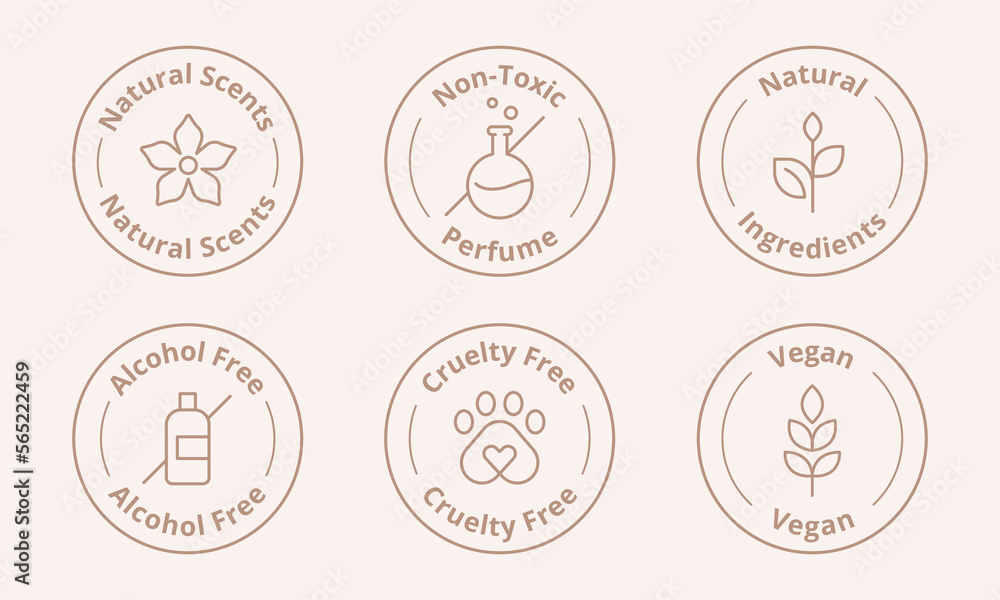 Fragrance-certified label. Special features symbol. Perfume unique ...