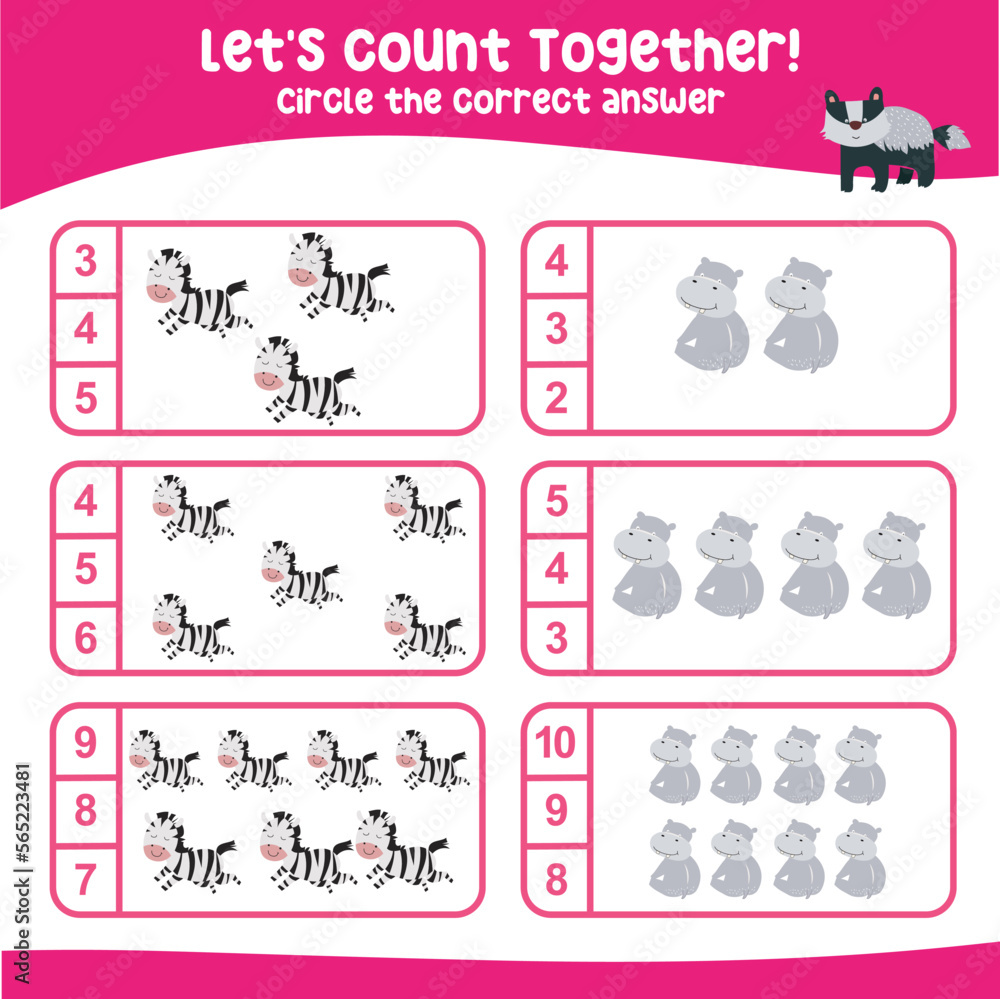 Let’s counting the animals together and circle the number on the ...