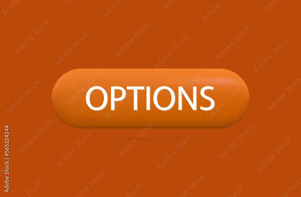 Options button 3d icon. Select next action, press and continue. User ...