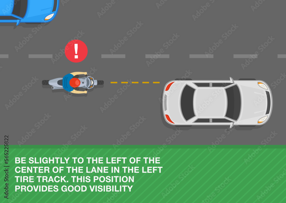 Vetor de Safe motorcycle riding rules and tips. Be slightly to the left ...