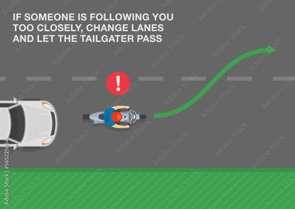 Safe motorcycle riding rules and tips. If someone is following too ...