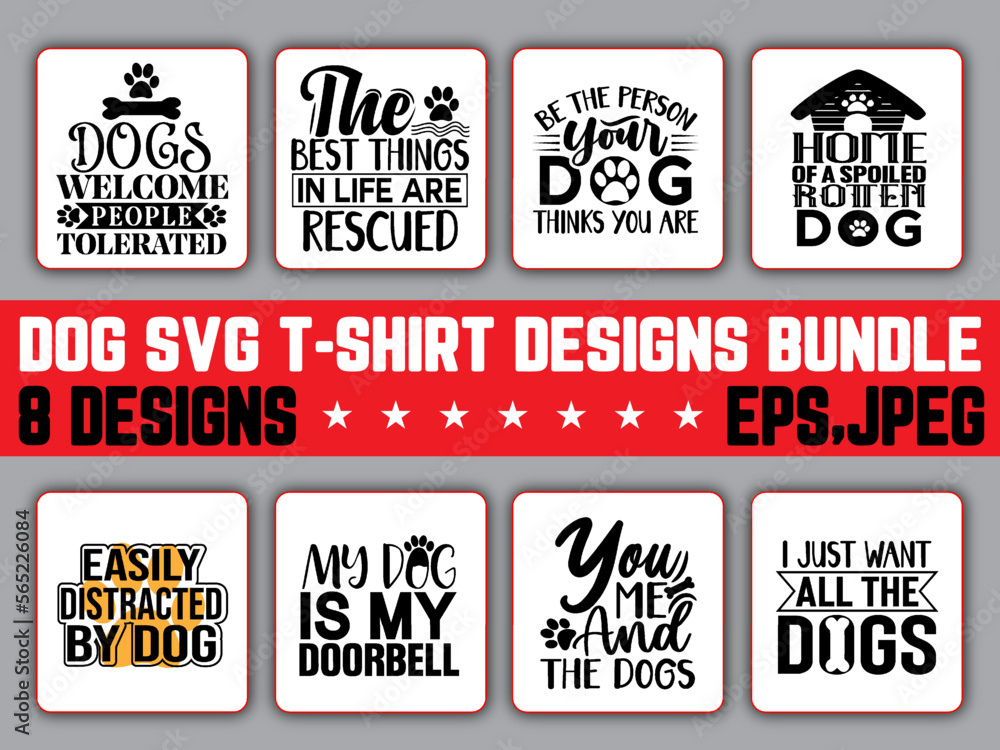 Dog t-shirt design, Dog svg t-shirt design bundle,Dog svg, Stock Vector ...