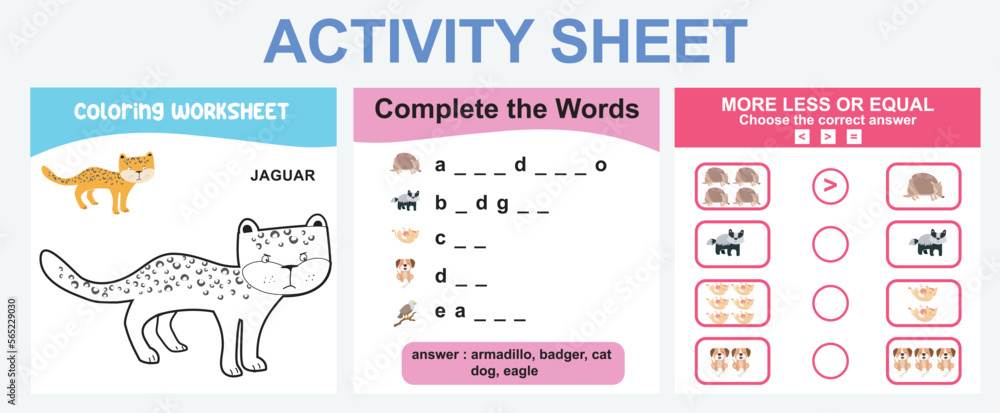 3 in 1 Activity kit for preschool and kindergarten kids with animal ...