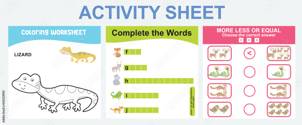 3 in 1 Activity kit for preschool and kindergarten kids with animal ...