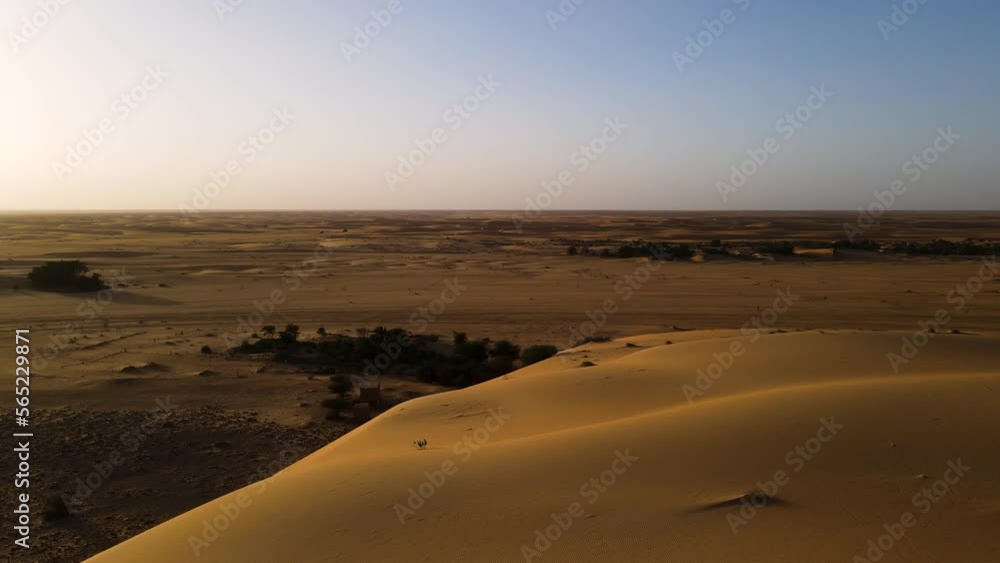 Sand dune Hills in Mauritania Sahara Desert in Africa, Aerial Flight ...