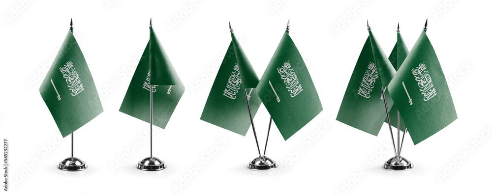 Small national flags of the Saudi Arabia on a white background Stock ...