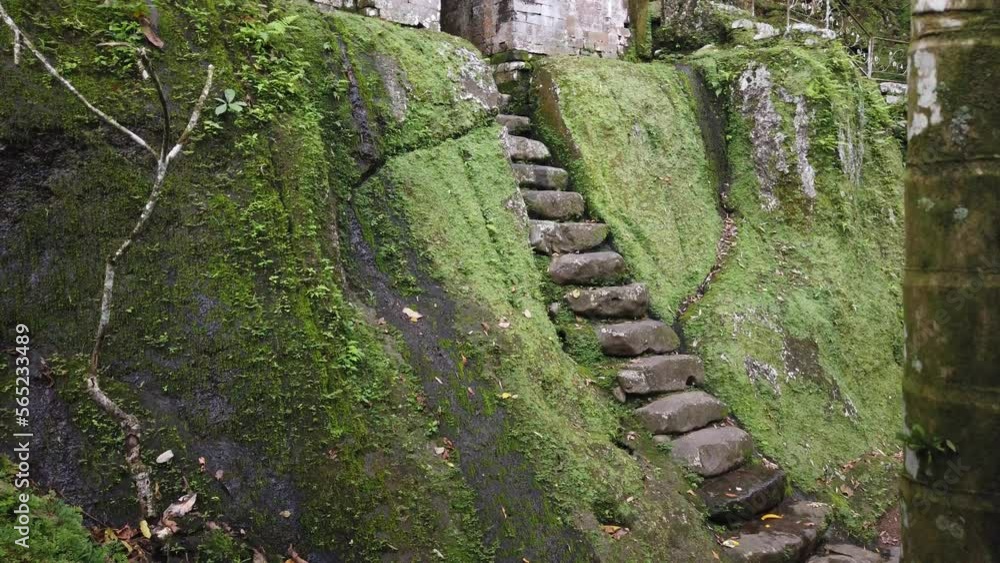 Ancient Ruins Stone Stairs and Mystical Gate at Goa Garba Temple, Bali ...