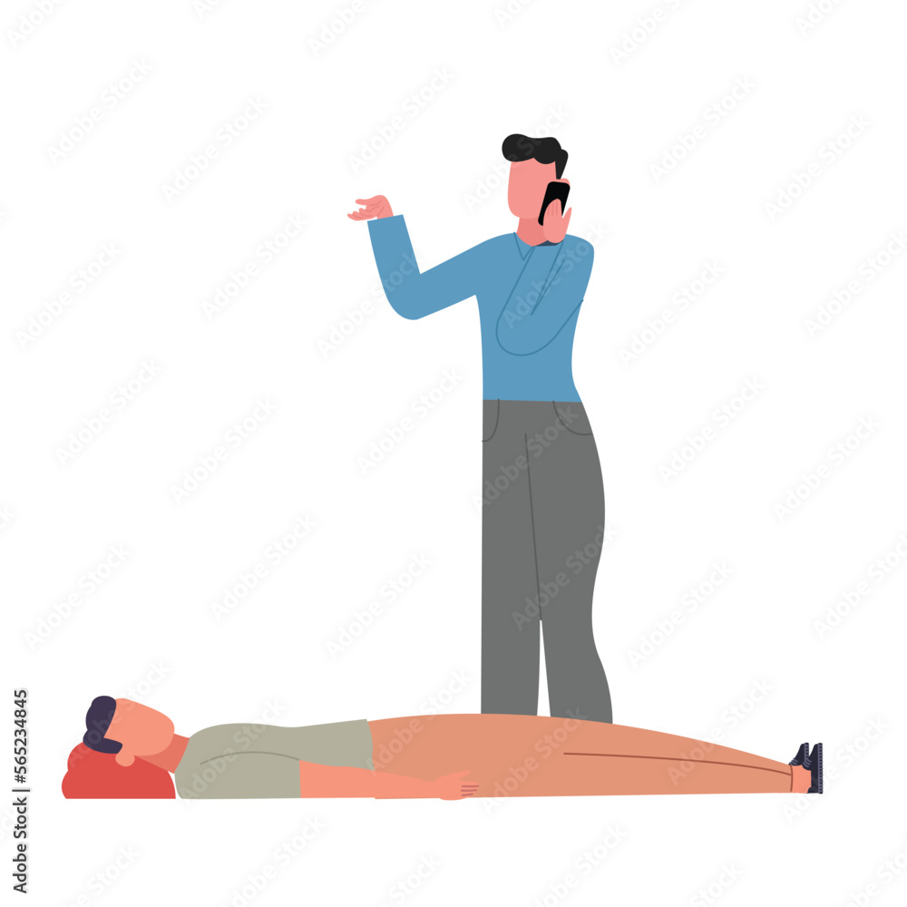 First aid procedures, emergency paramedic workers help people. Ill ...