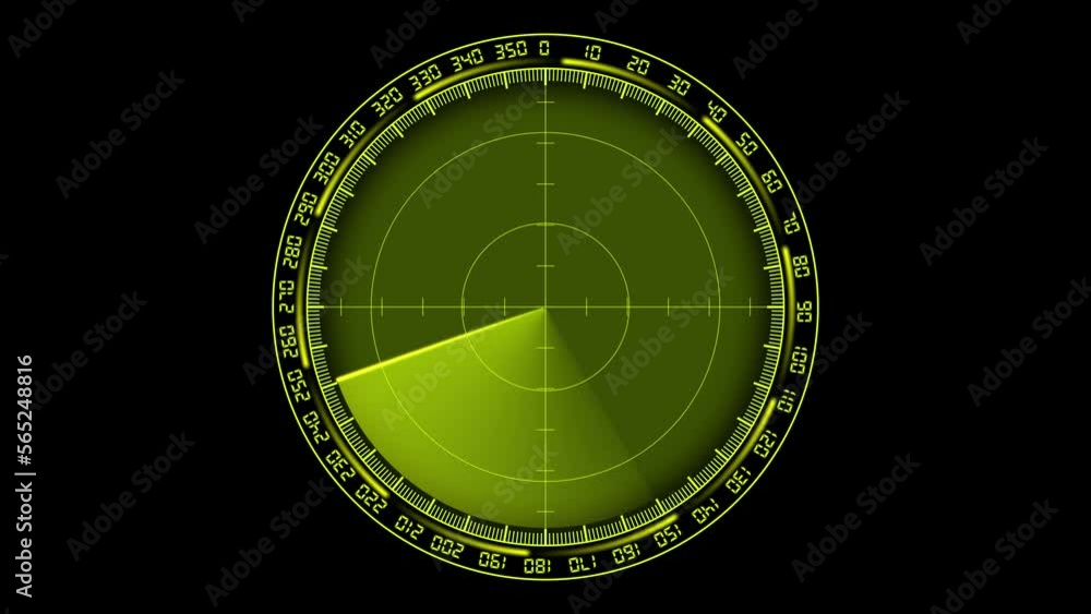 Radar HUD Screen Animation 4K. Motion graphic of colorful sonar radar ...
