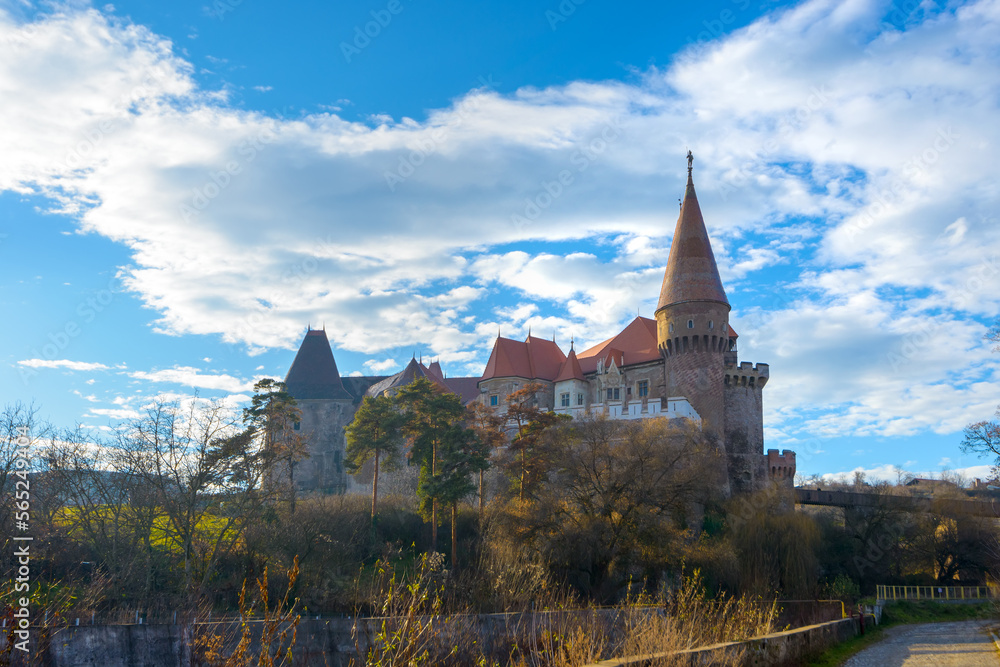 Beautiful panorama of the Corvin castle Transylvania. Hunyadi Castle ...