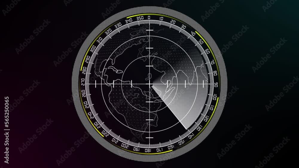 Vidéo Stock Radar HUD Screen Animation 4K, sonar radar screen searching ...