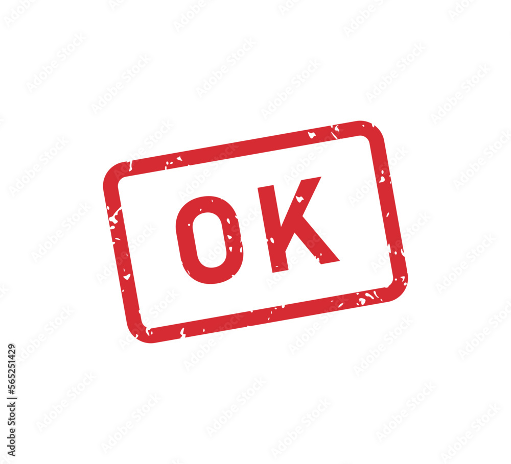 Vetor de Grunge OK word rubber stamp. OK sign sticker set. Grunge ...