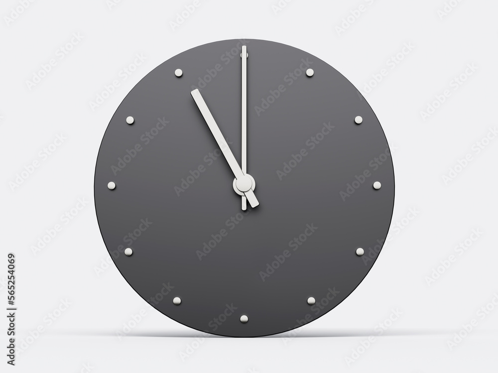 Simple clock gray Eleven 11 o clock. Modern Minimal Clock. 3D ...