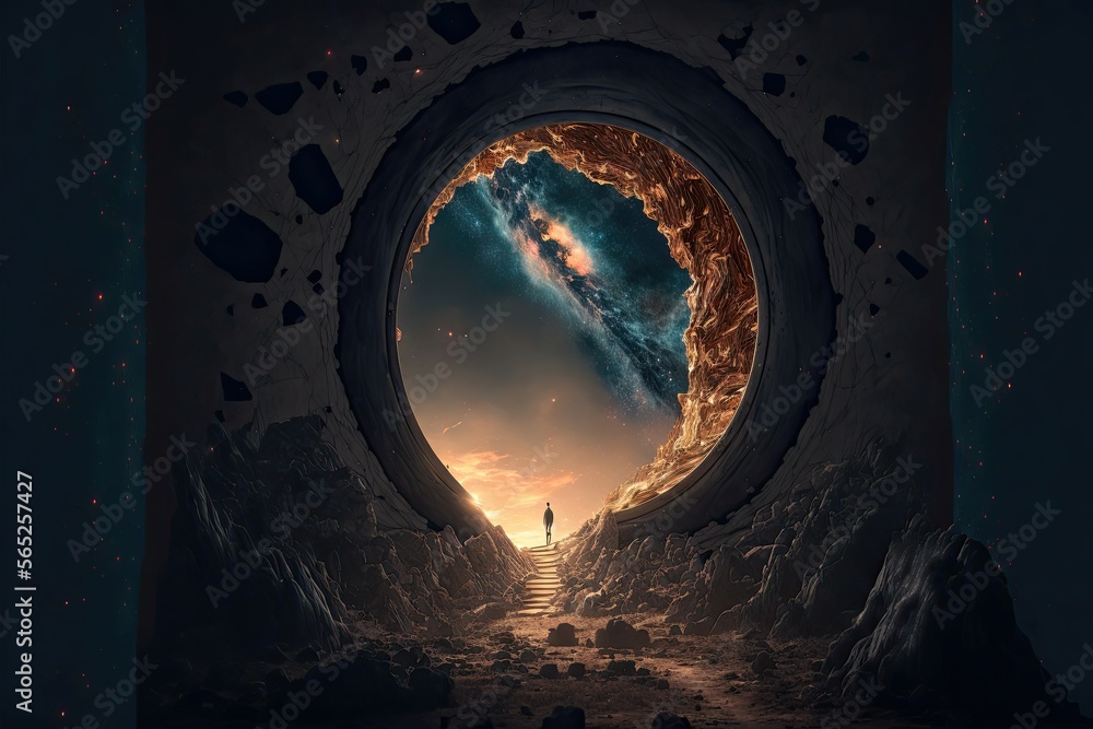 The portal to the otherworld. Future cyber technology time machine ...