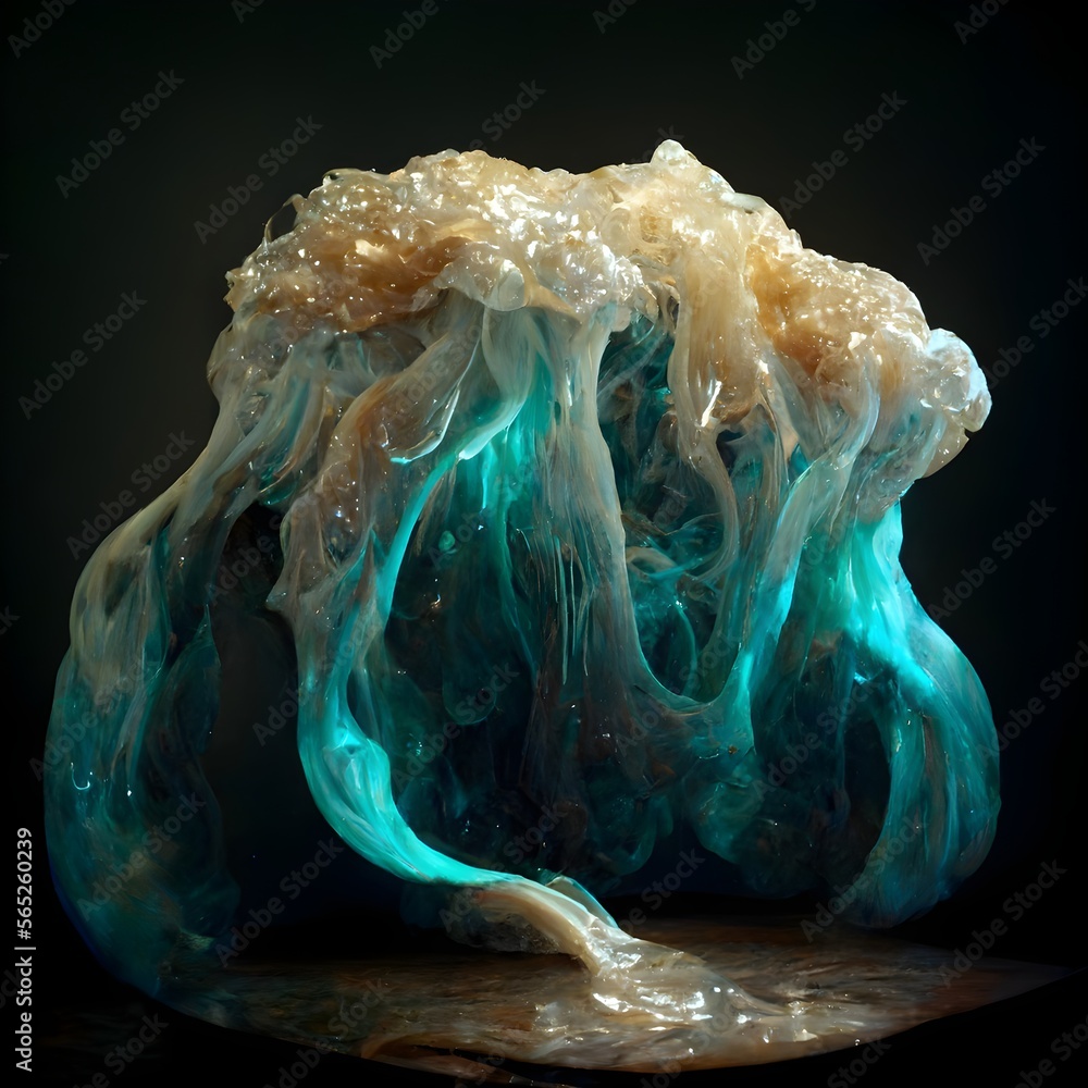 strange solid matter bioluminescent fast mouvement becoming solid to ...