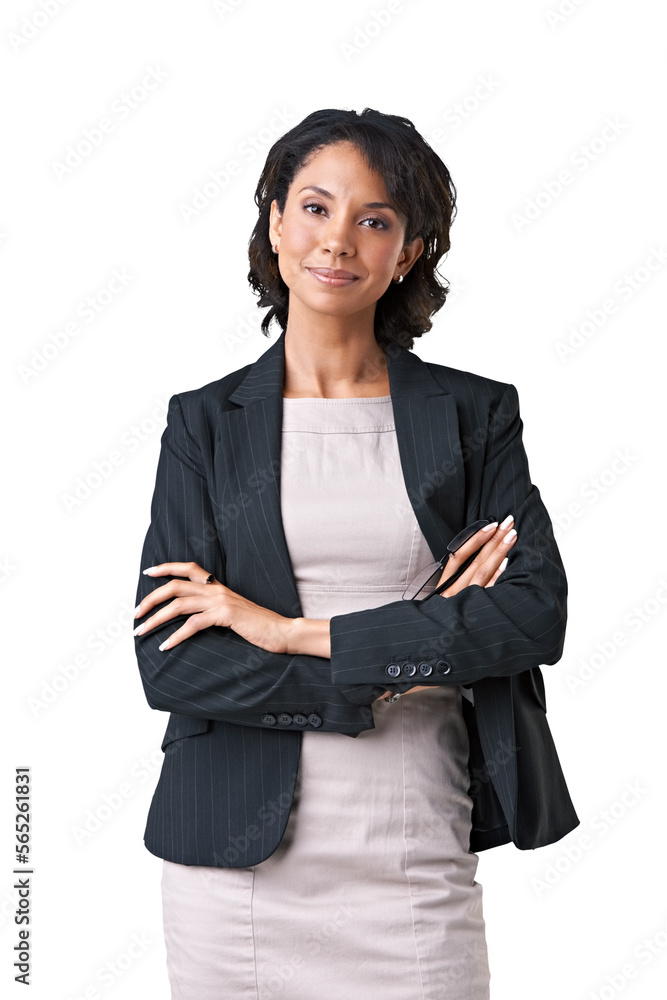 Close-up of an assertive businesswoman smiling posing with her hands ...