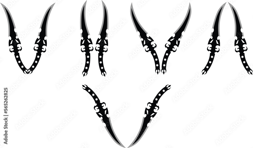 Set of Crossed scimitar swords logo template with simple vector symbol ...