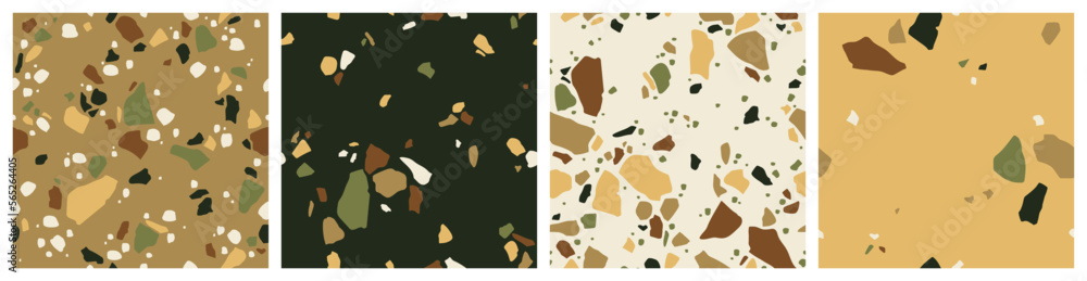Collection of seamless patterns, terrazzo background set, the repeating ...