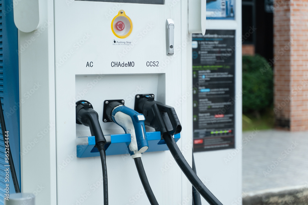 Electric car charging station for charge EV battery. Plug for vehicle ...