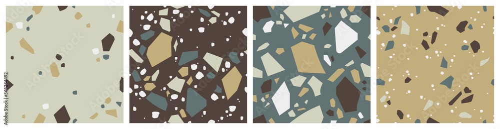 Collection of seamless patterns, terrazzo background set, the repeating ...