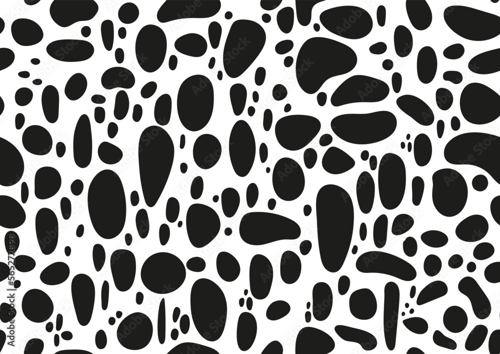Dalmatian print seamless pattern, animal spot skin texture. Absract shapes design dog or cow ...