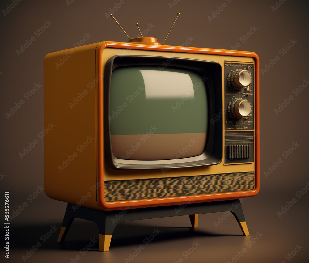 Illustration of a 70s style tv set. Retro television set. 70s design ...