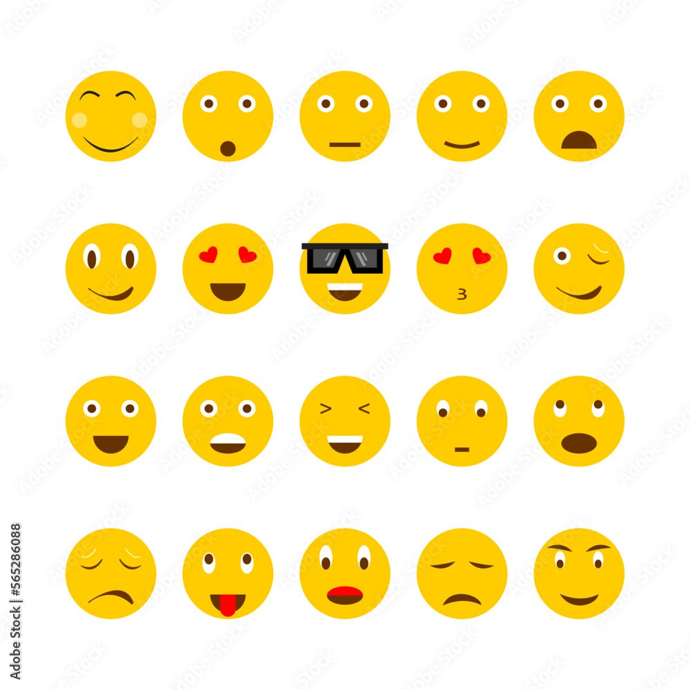set of smileys with faces emoji's vector Stock Vector | Adobe Stock