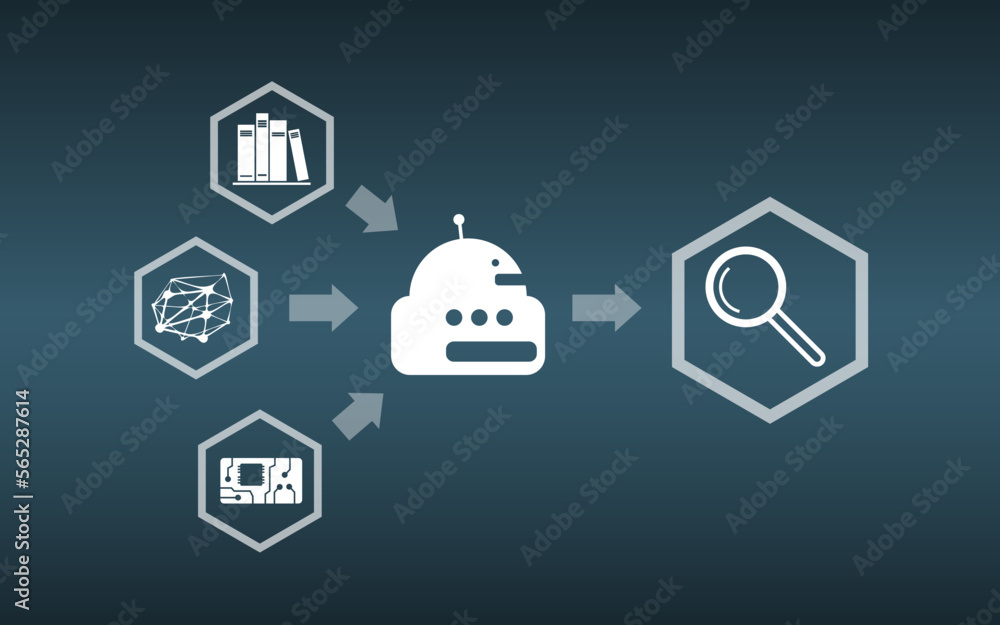 Graphic of a search, search function by an artificial intelligence - AI ...