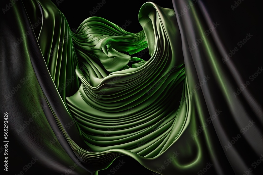 fabric twisted into an abstract shape, floating in the air like a ...