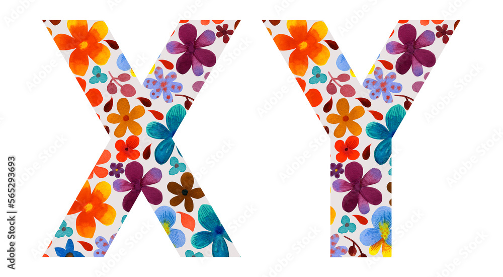 Letter of the English alphabet. Floral background in the shape of the ...