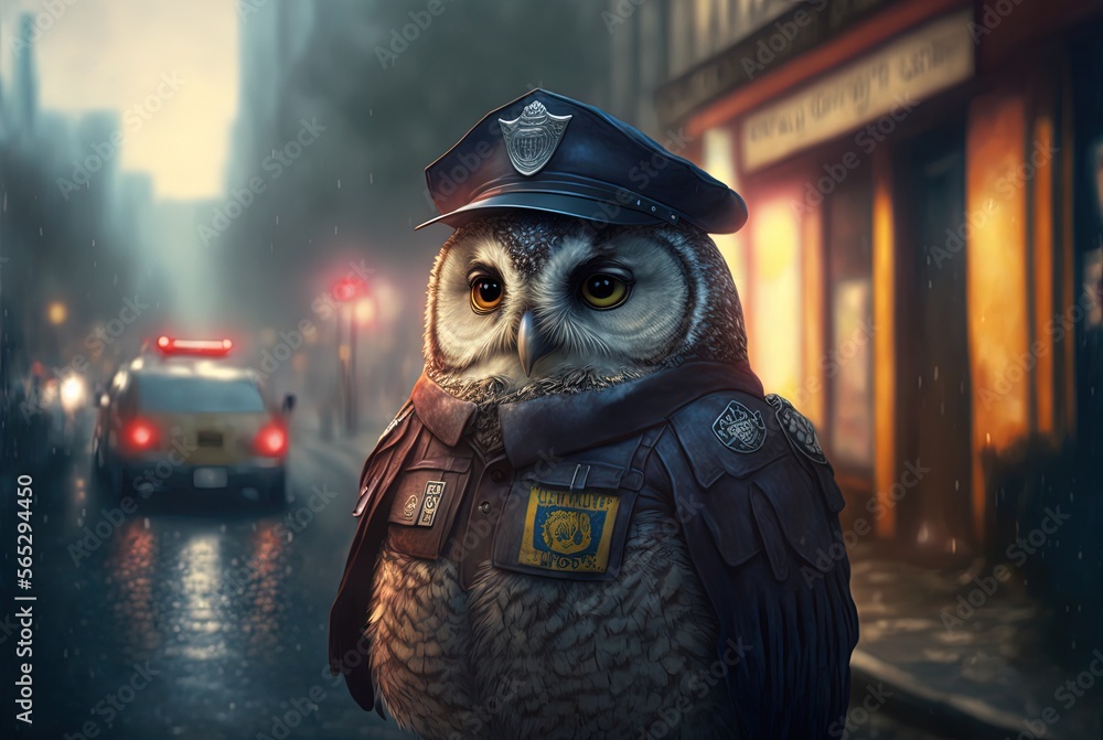 character design illustration of an owl wearing police officer uniform ...