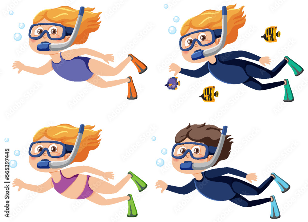 Summer kids characters set Stock Vector | Adobe Stock