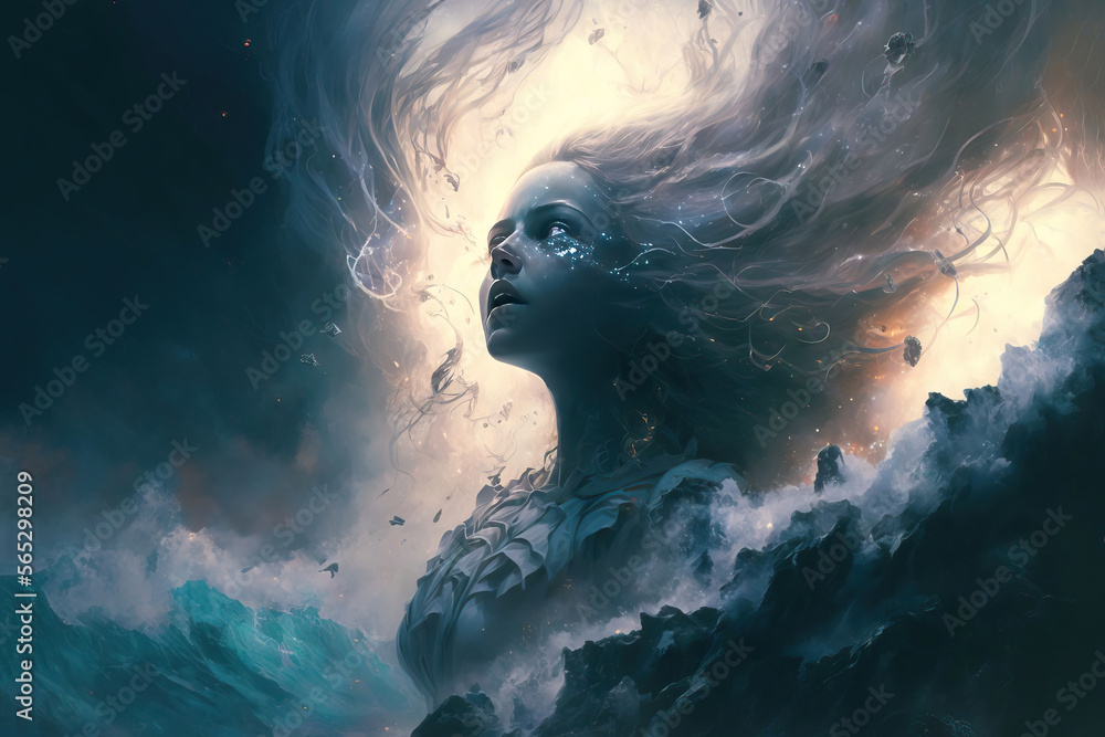 4K resolution or higher, Angelarium greek goddess dissolving into in ...