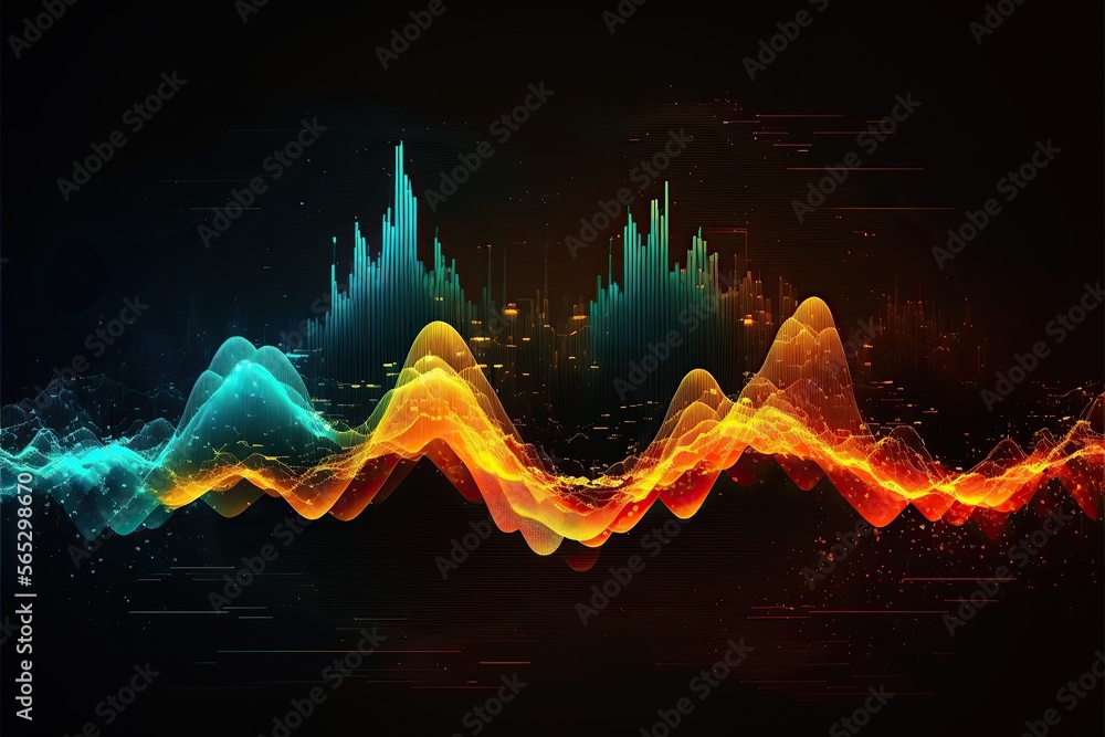 Abstract Sound waves. Frequency audio waveform, music wave HUD ...