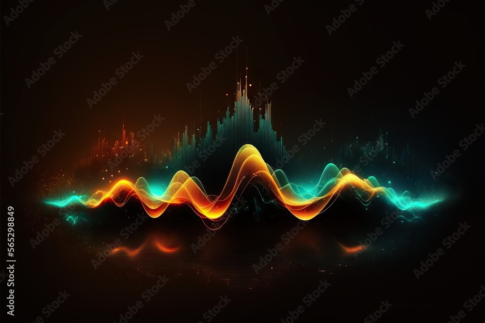 Abstract Sound waves. Frequency audio waveform, music wave HUD ...