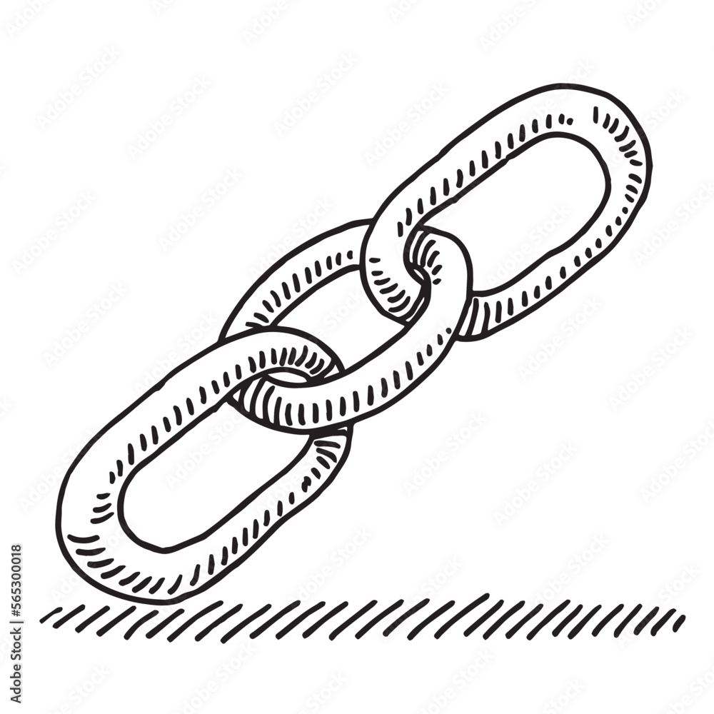 Hand-drawn vector drawing of a Link Connection Symbol. Black-and-White ...