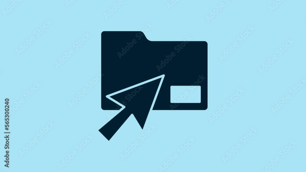 Blue Cursor click document folder icon isolated on blue background. Accounting binder symbol ...