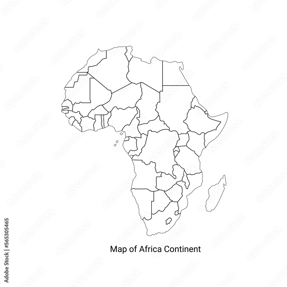 Line art map, Africa regions political map with single countries Stock ...