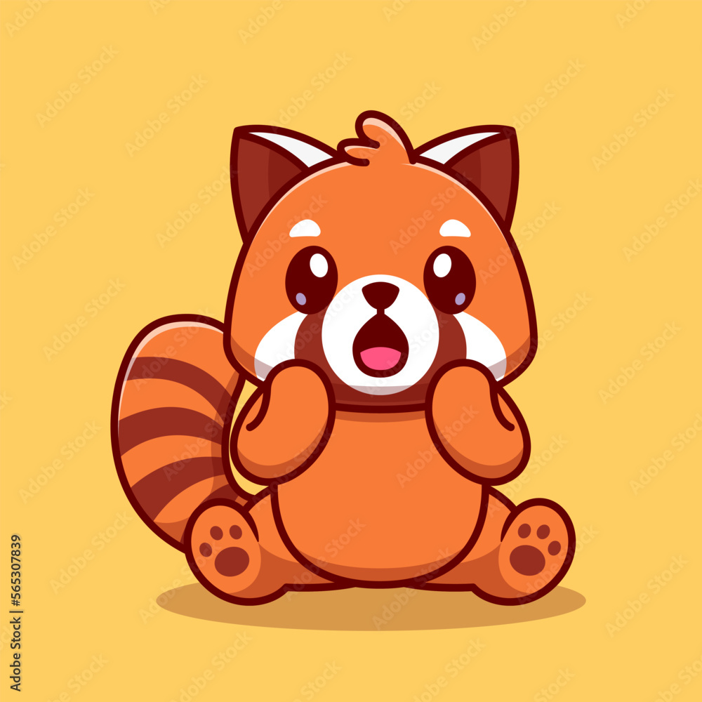 Cute Red Panda Surprised Cartoon Vector Icon Illustration. Animal ...