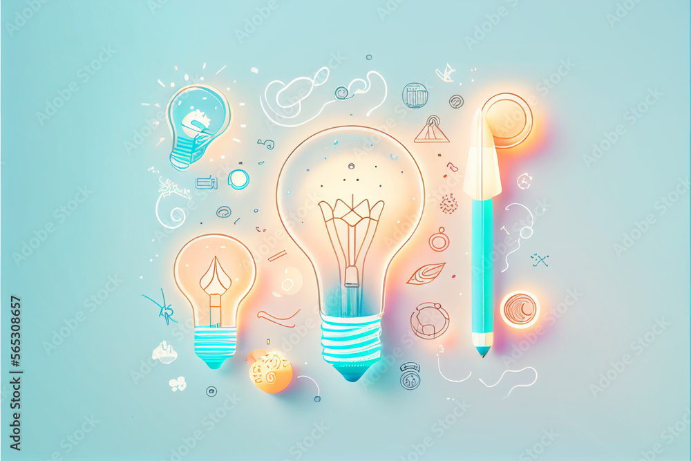 Lightbulb illustration showing creativity, ideas, technology, strategic ...