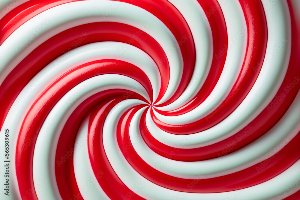 Candy cane swirling radial background. Close up view of ice cream or ...