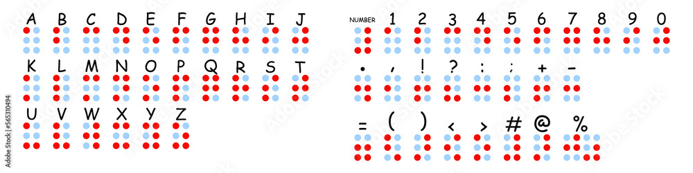 Braille alphabet flat illustration for any purposes. Braille abc with ...