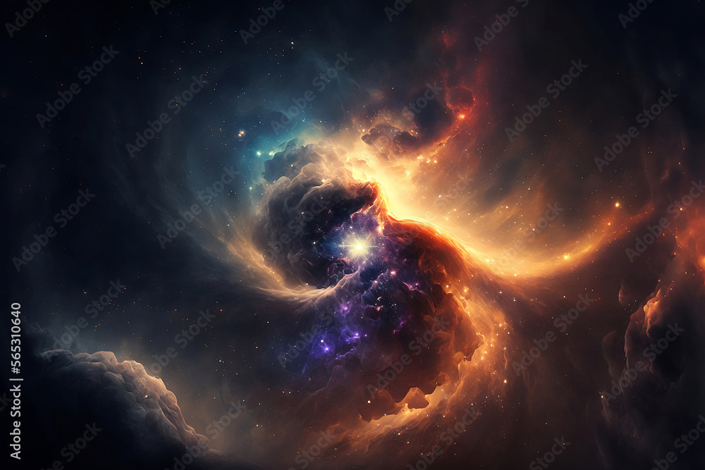 Colorful cosmos full of stars and piercing light. Background with ...
