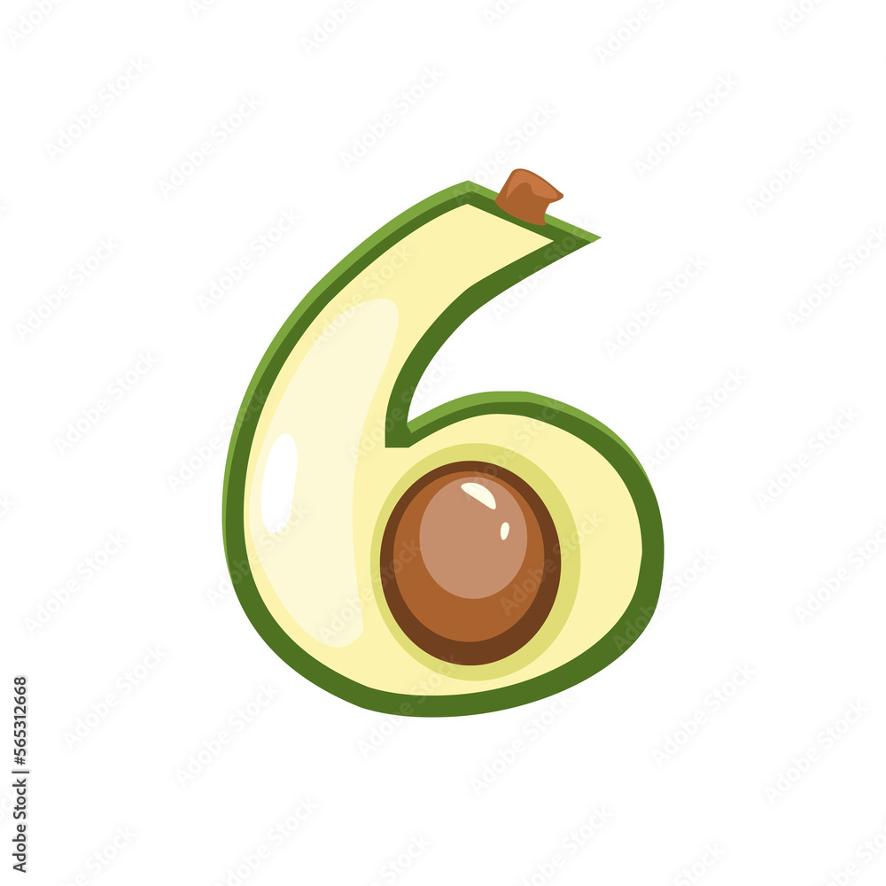 Cartoon avocado number 6, digit six Stock Illustration | Adobe Stock Cartoon avocado number 6, digit six Stock Illustration | Adobe Stock