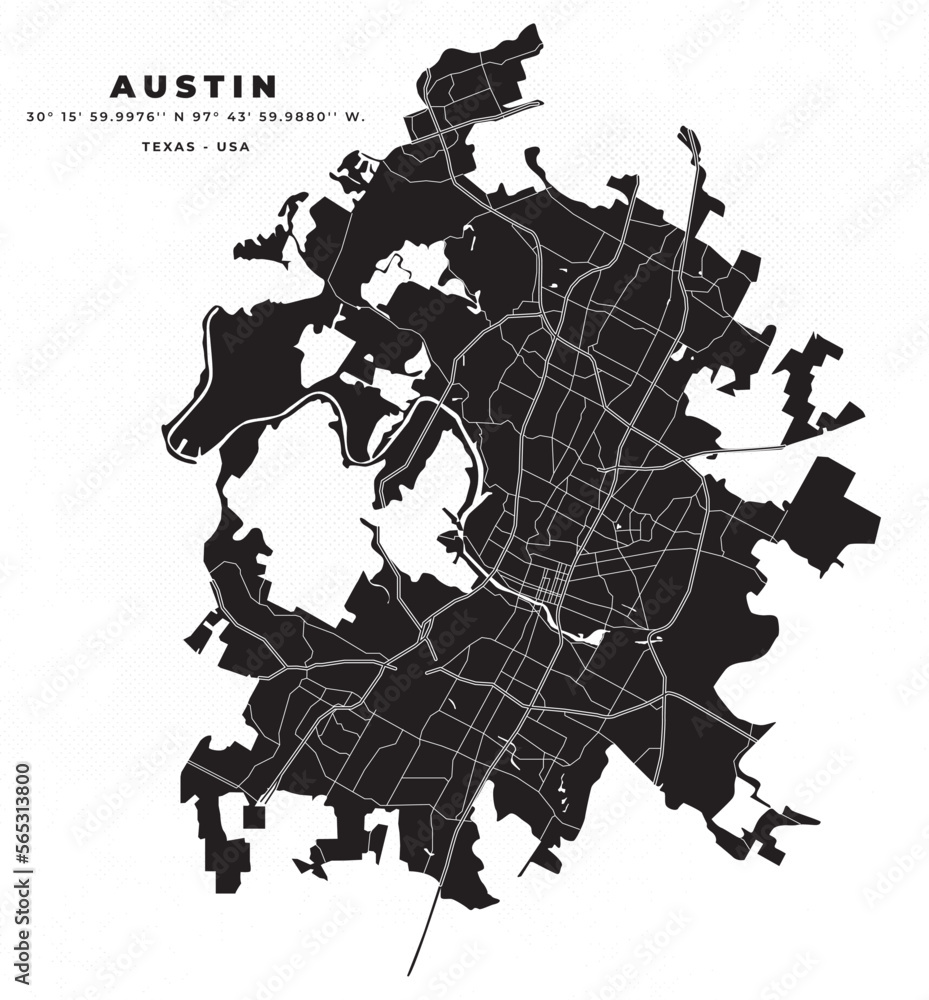 Austin Texas Map Vector Poster Flyer Stock Vector | Adobe Stock