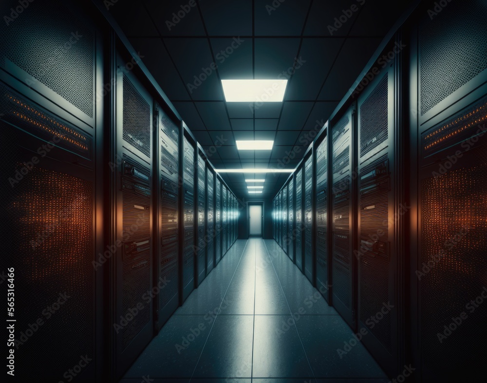 Data center with server room. Platform for hosting contemporary ...