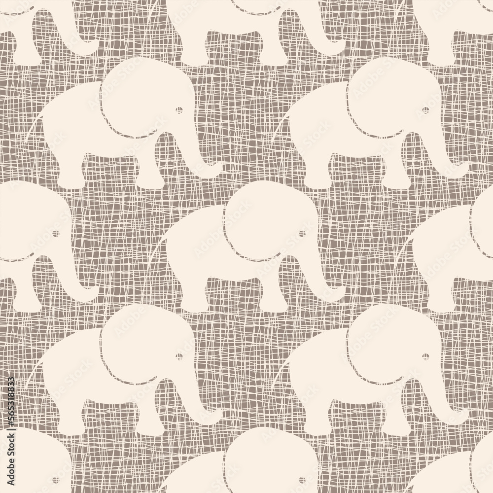Cute baby elephant vector seamless pattern background. Adorable simple ...